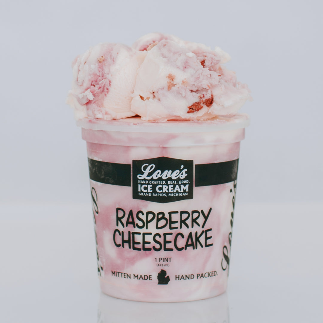 Loves Ice Cream Raspberry Cheesecake Dairy Pint – Love's Ice Cream ...